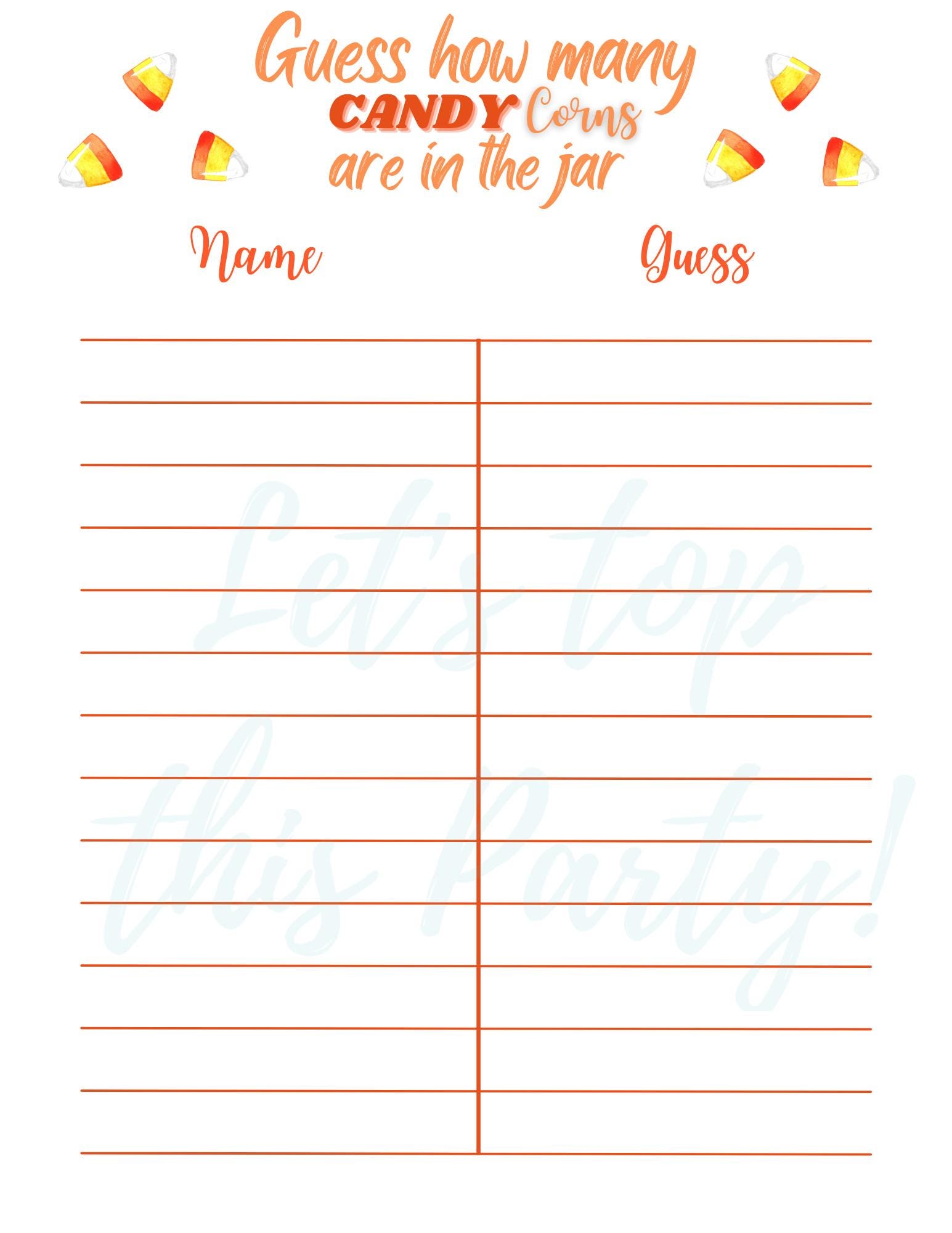 Guess How Many Candy Corns Are in the Jar Candy Corn Guessing Game ...