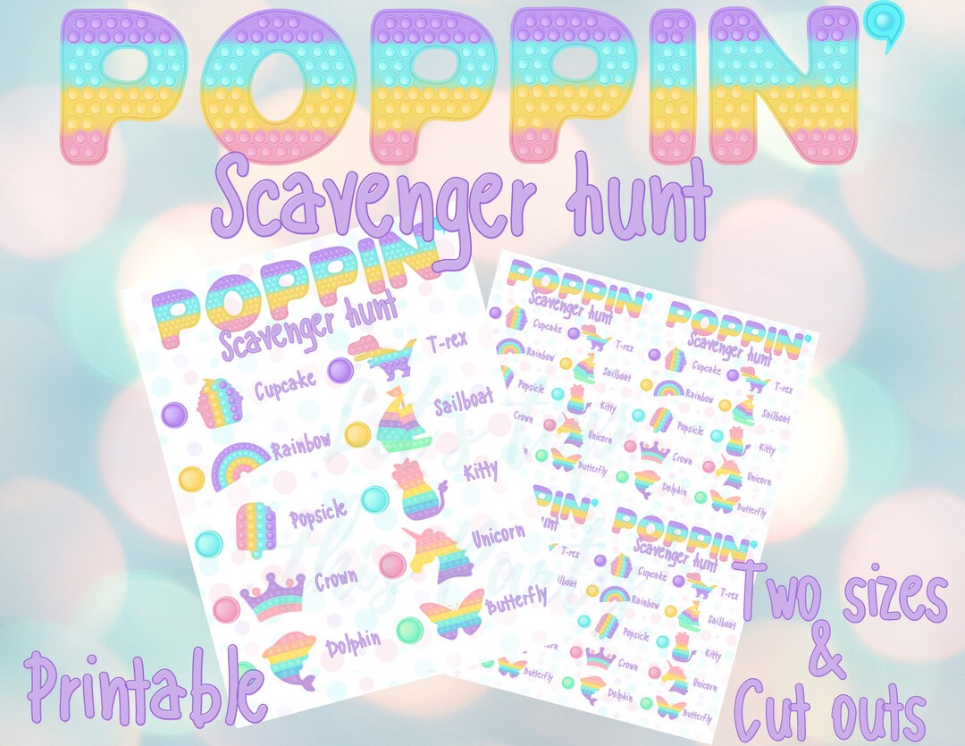 Poppin Scavenger Hunt, Popit Game, Popit Party, Popit Scavenger Hunt ...