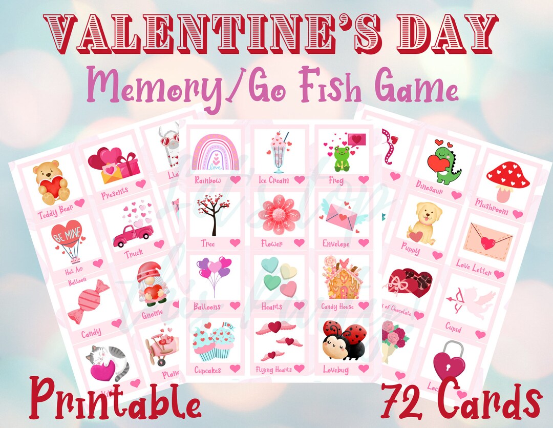 Valentine's Day Memory Cards Valentine's Day Go Fish Easy Early ...
