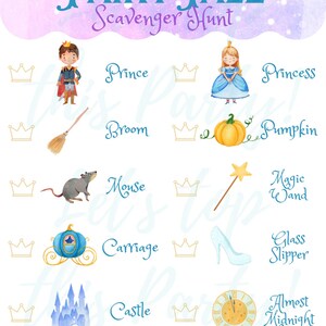 Fairytale Scavenger Hunt Cinderella Scavenger Hunt Fairytale Birthday ...