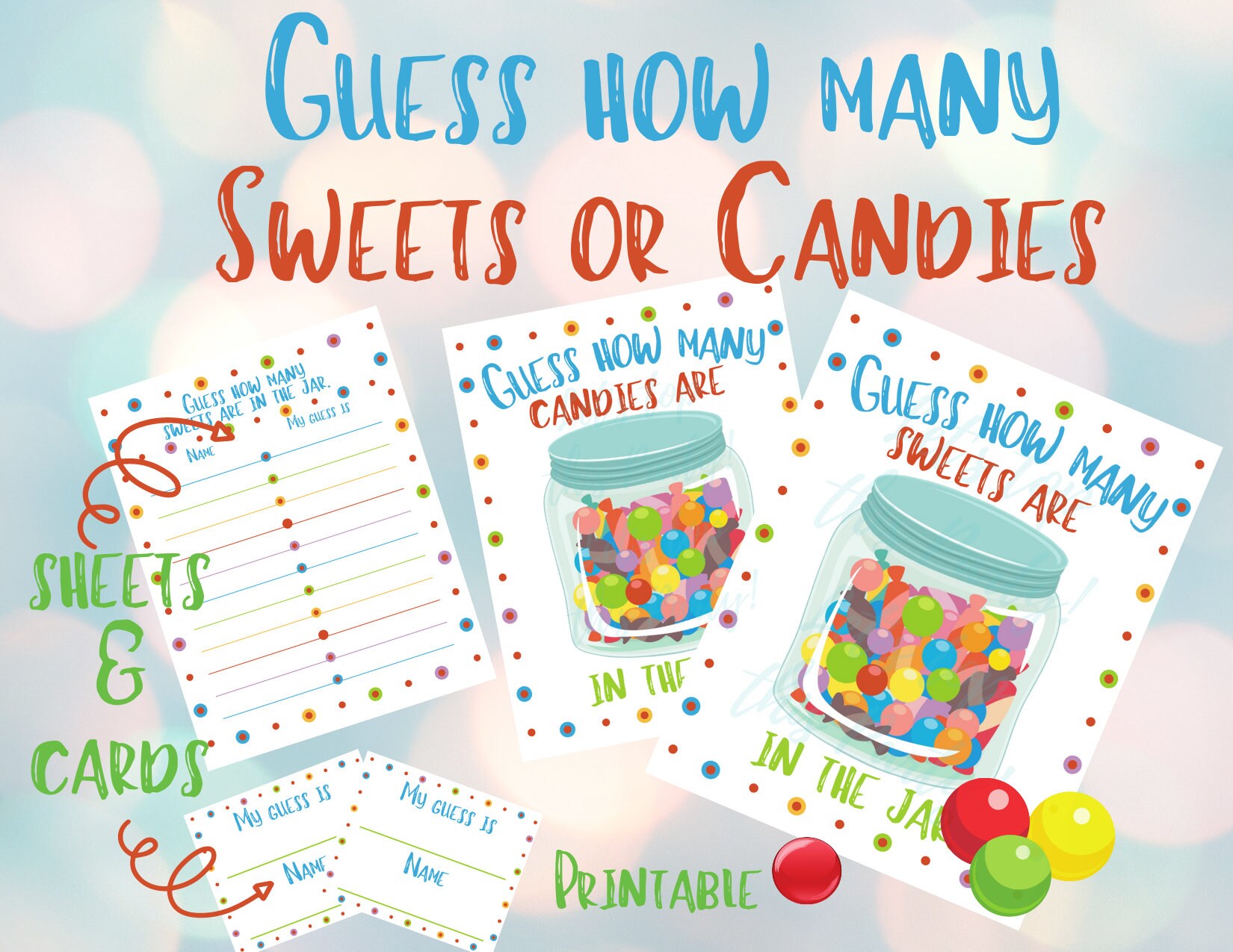 Guess How Many Candies Are In The Jar How Many Sweets Are In Etsy UK