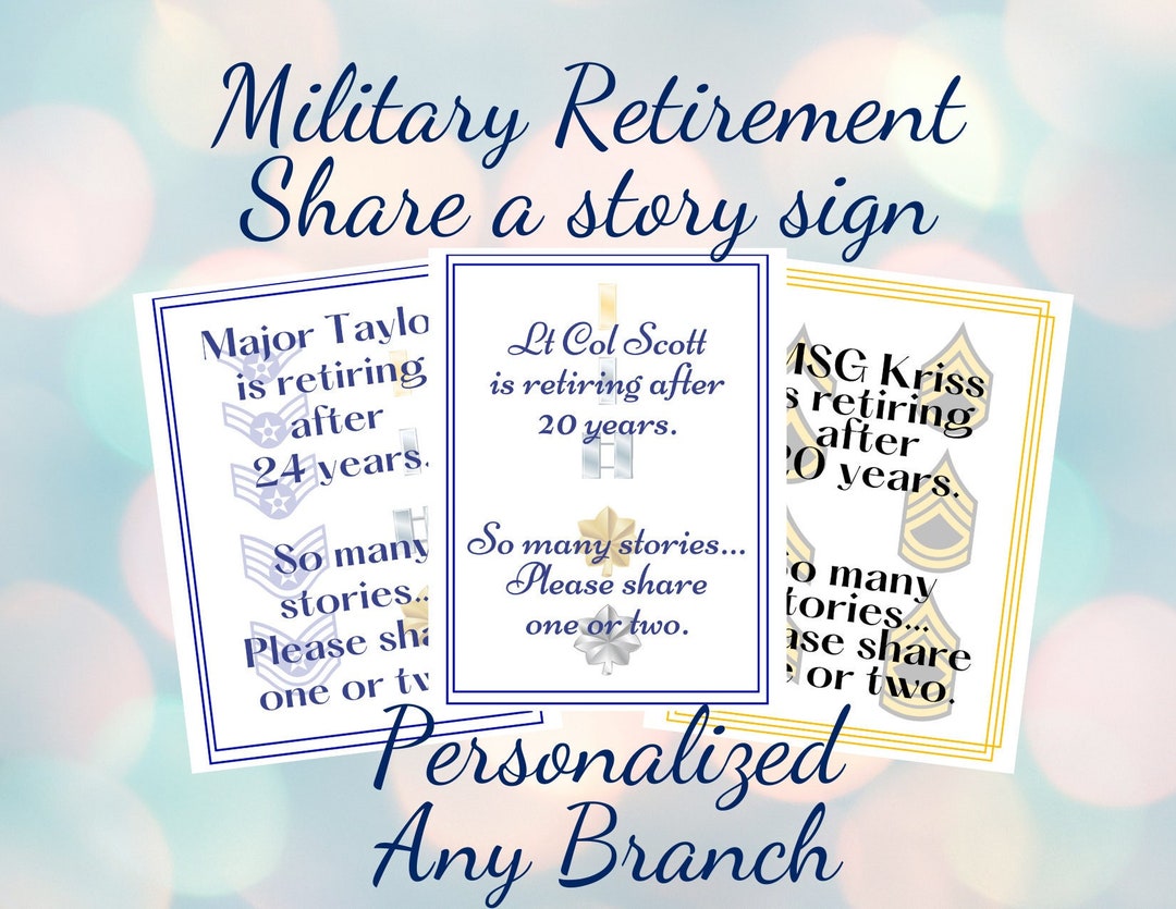 Customized Military Printable Retirement, Personalized Retirement Share ...