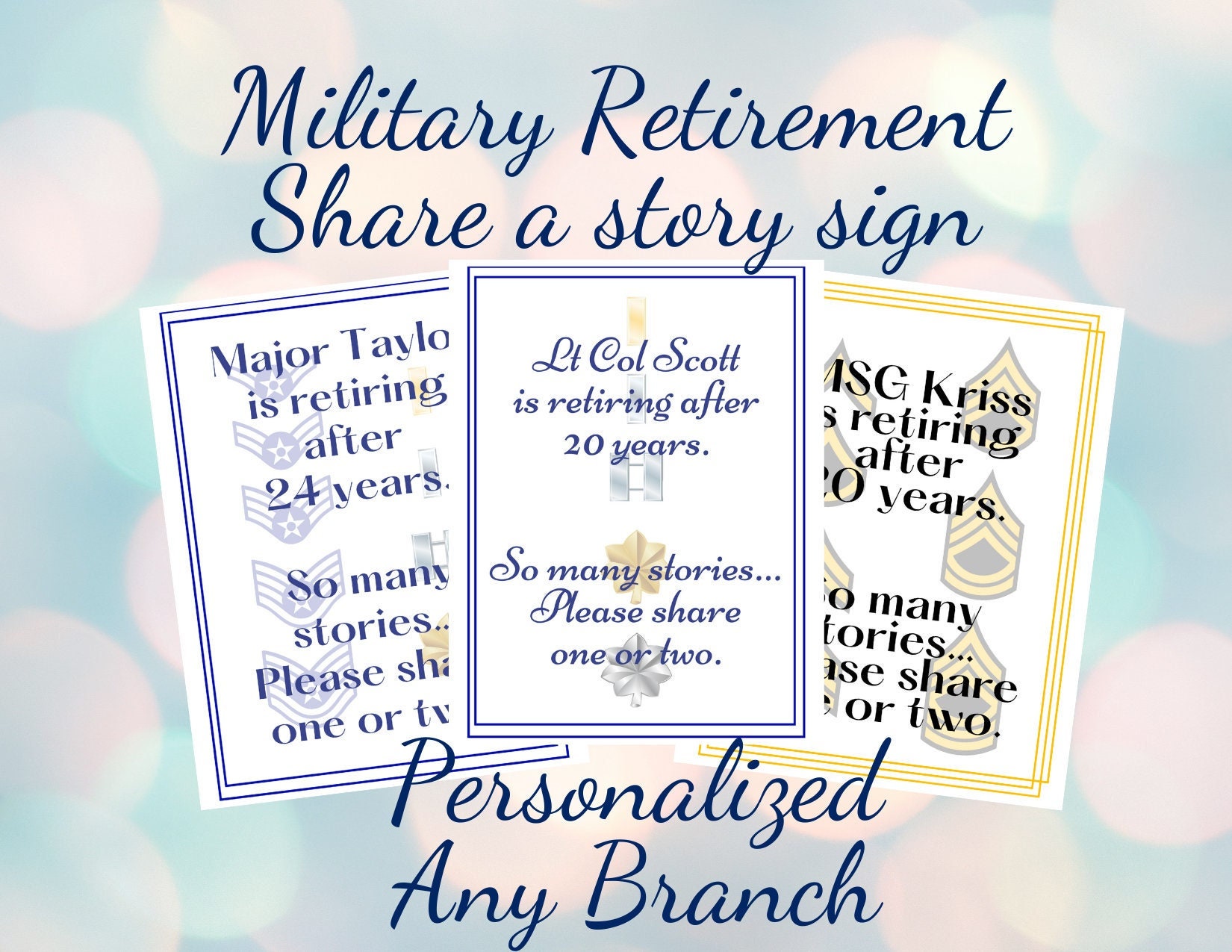 Customized Military Printable Retirement Personalized | Etsy