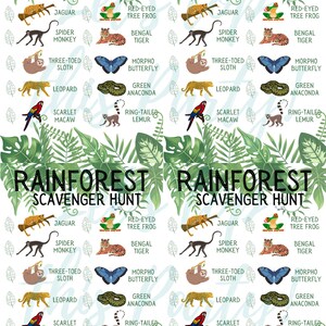 Rainforest Scavenger Hunt, Printable Scavenger Hunt, Rainforest ...