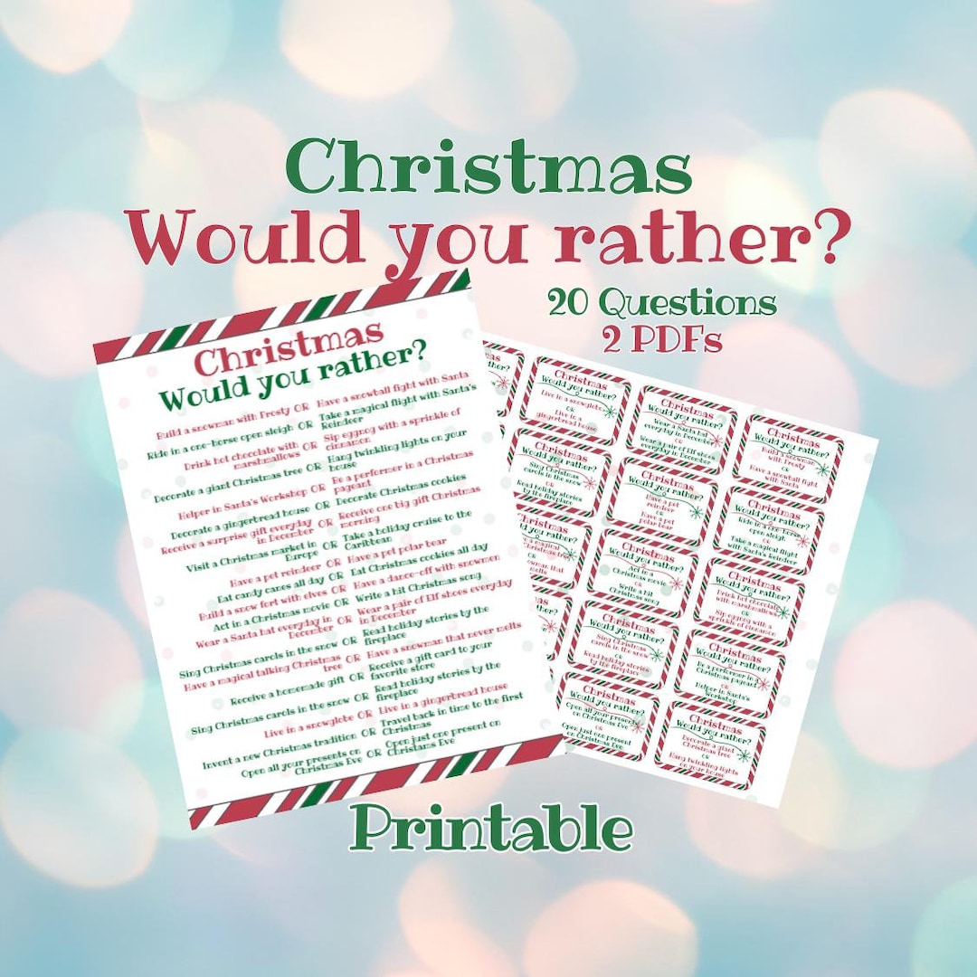 Printable Christmas Would You Rather Game Holiday This or That Game ...