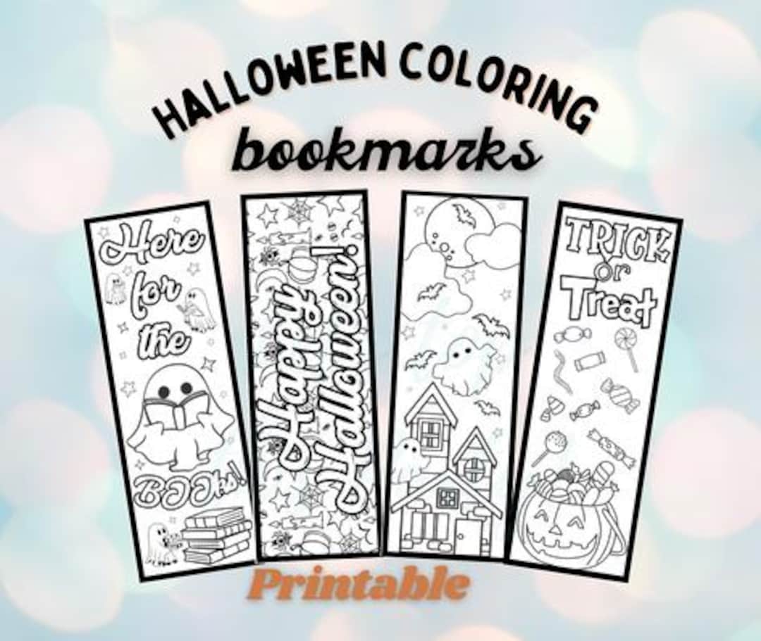 Halloween Coloring Bookmarks: Ghost & Candy Printable Activity (PDF ...