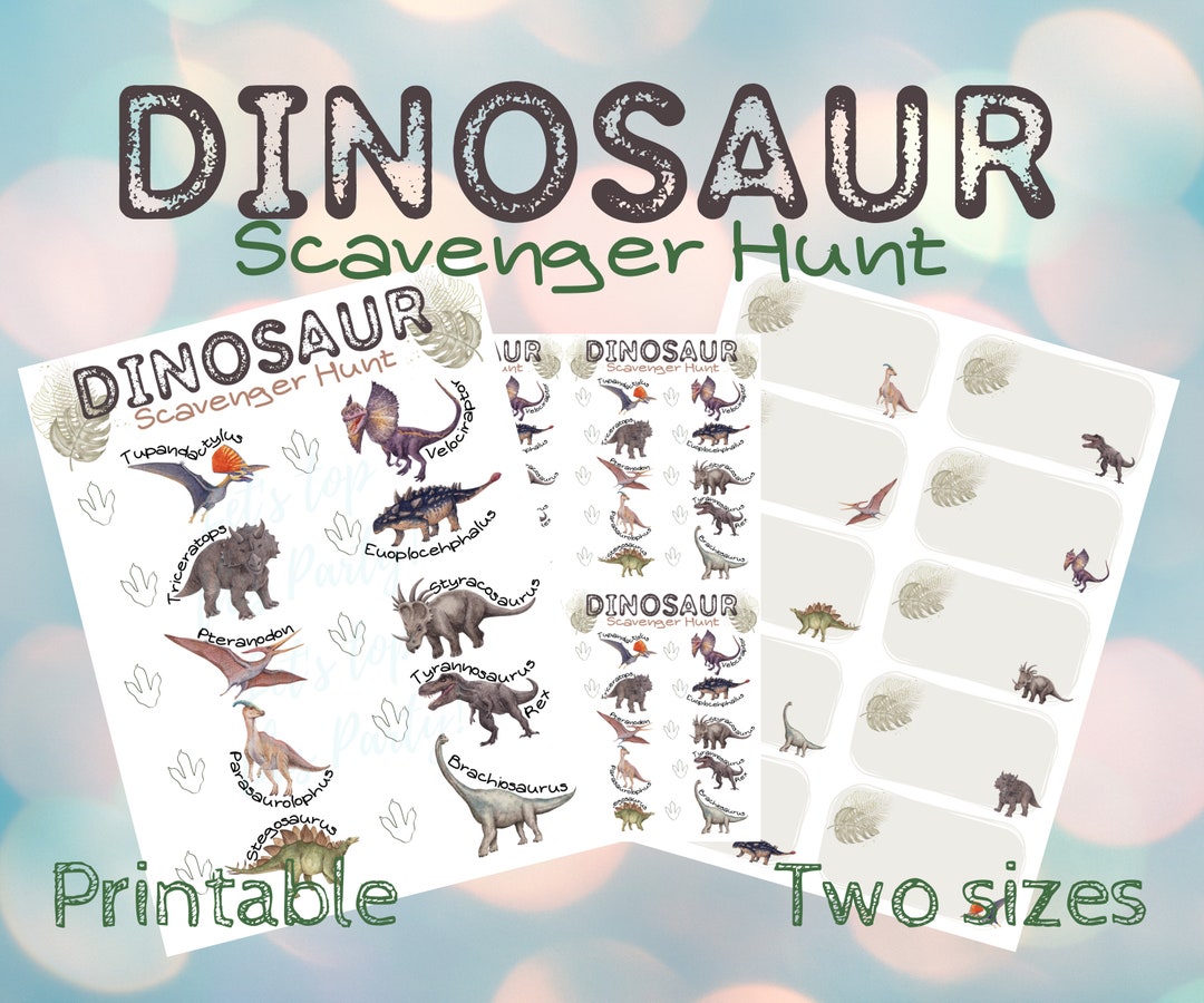 Dinosaur Scavenger Hunt Dino Birthday Party Game Jurassic Era Dino Hunt ...