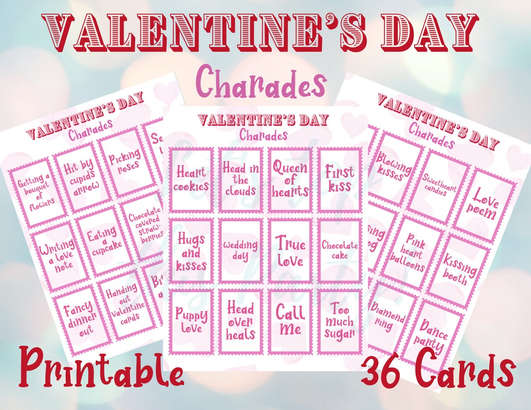 Valentine's Day Charades, Valentine Charades, Printable Valentine ...