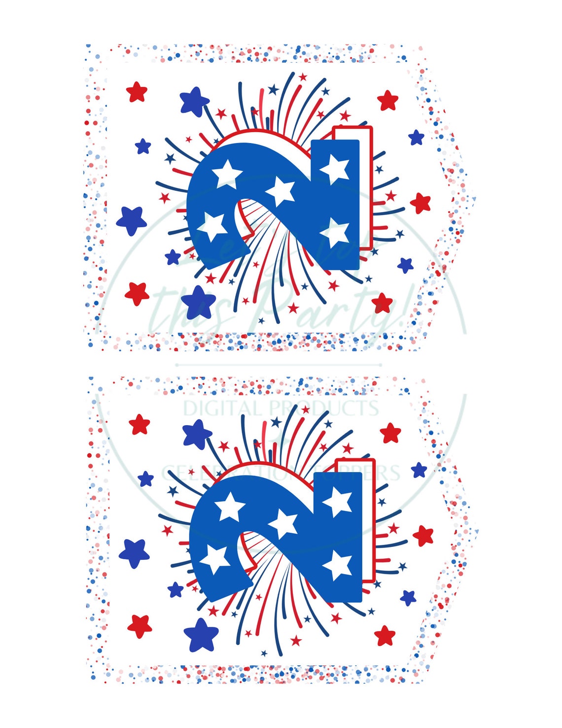Red White and Two Birthday Bundle - Cupcake Toppers - Banner - Food ...