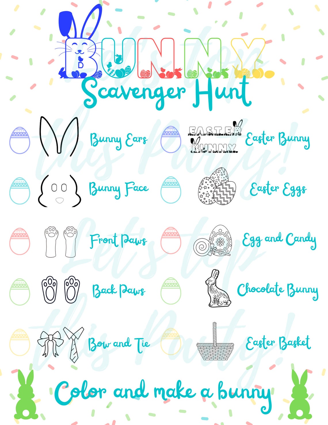 Bunny Scavenger Hunt Printable Scavenger Hunt Easter | Etsy