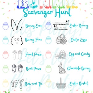 Bunny Scavenger Hunt Printable Scavenger Hunt Easter Scavenger Hunt Cut ...