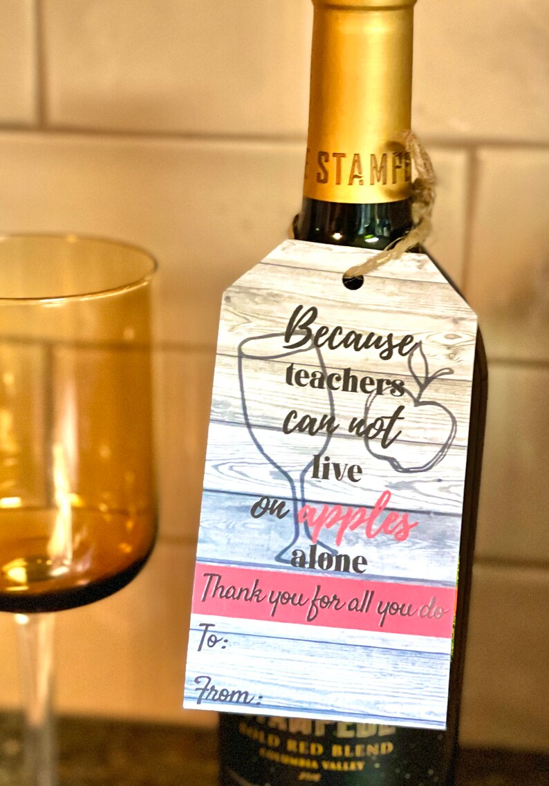 Teacher Gift Tag Teachers Can Not Lives on Apples Alone Wine - Etsy