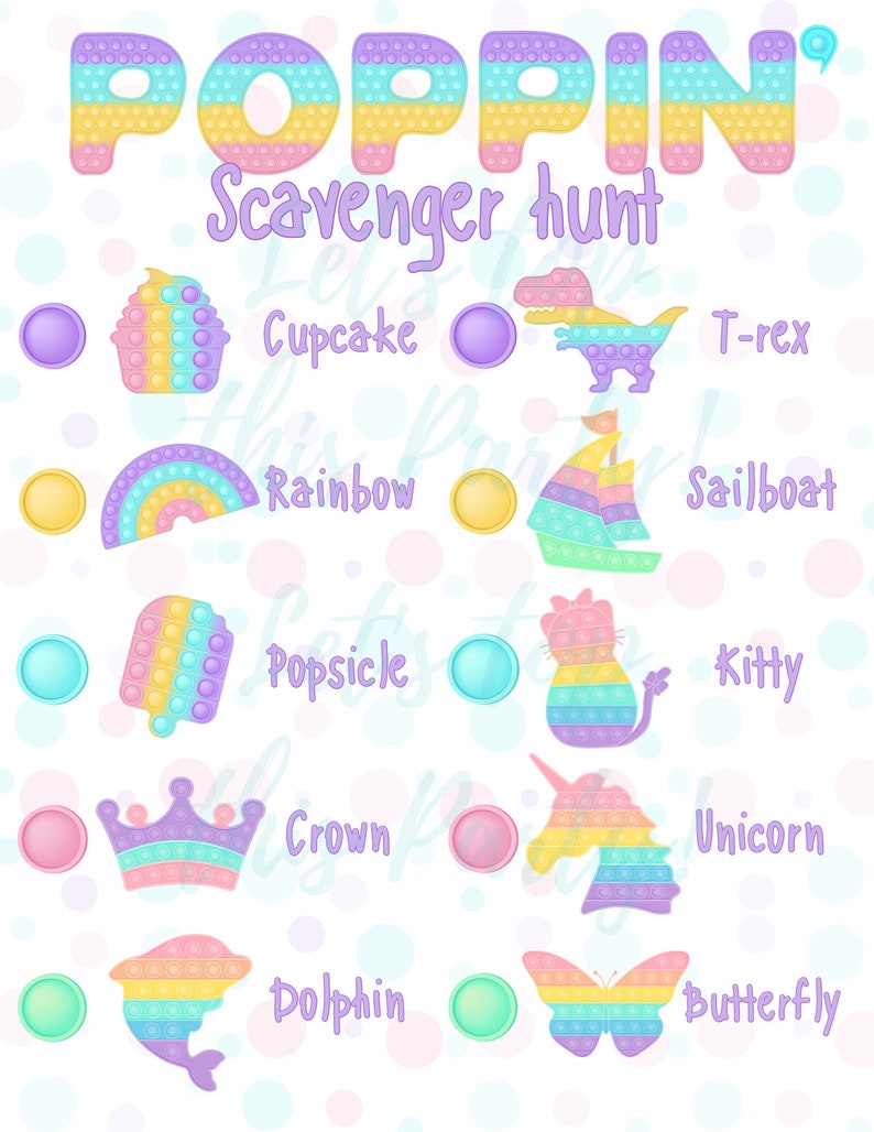 Poppin Scavenger Hunt, Popit Game, Popit Party, Popit Scavenger Hunt ...