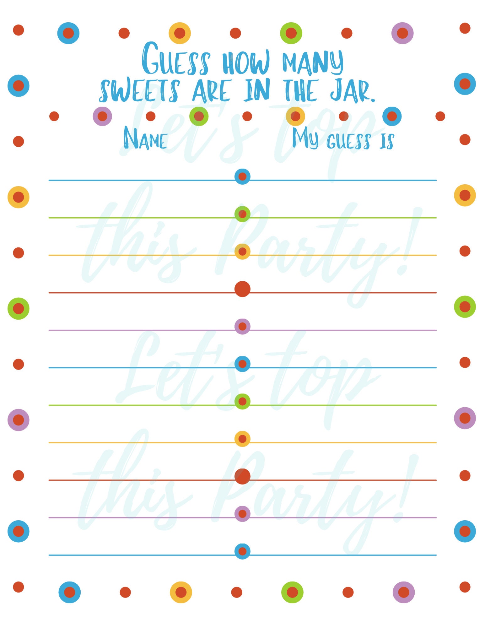 Guess How Many Candies Are In The Jar How Many Sweets Are In Etsy UK