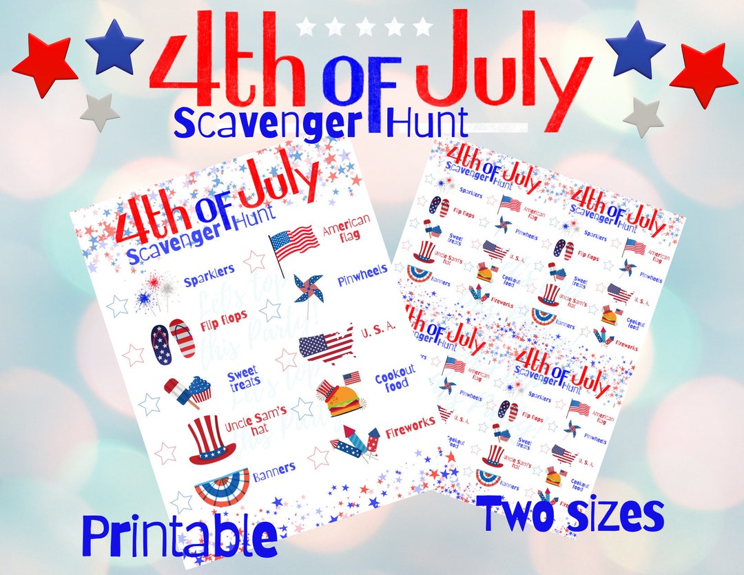 4th of July Scavenger Hunt Independence Day Games for Kids Printable ...