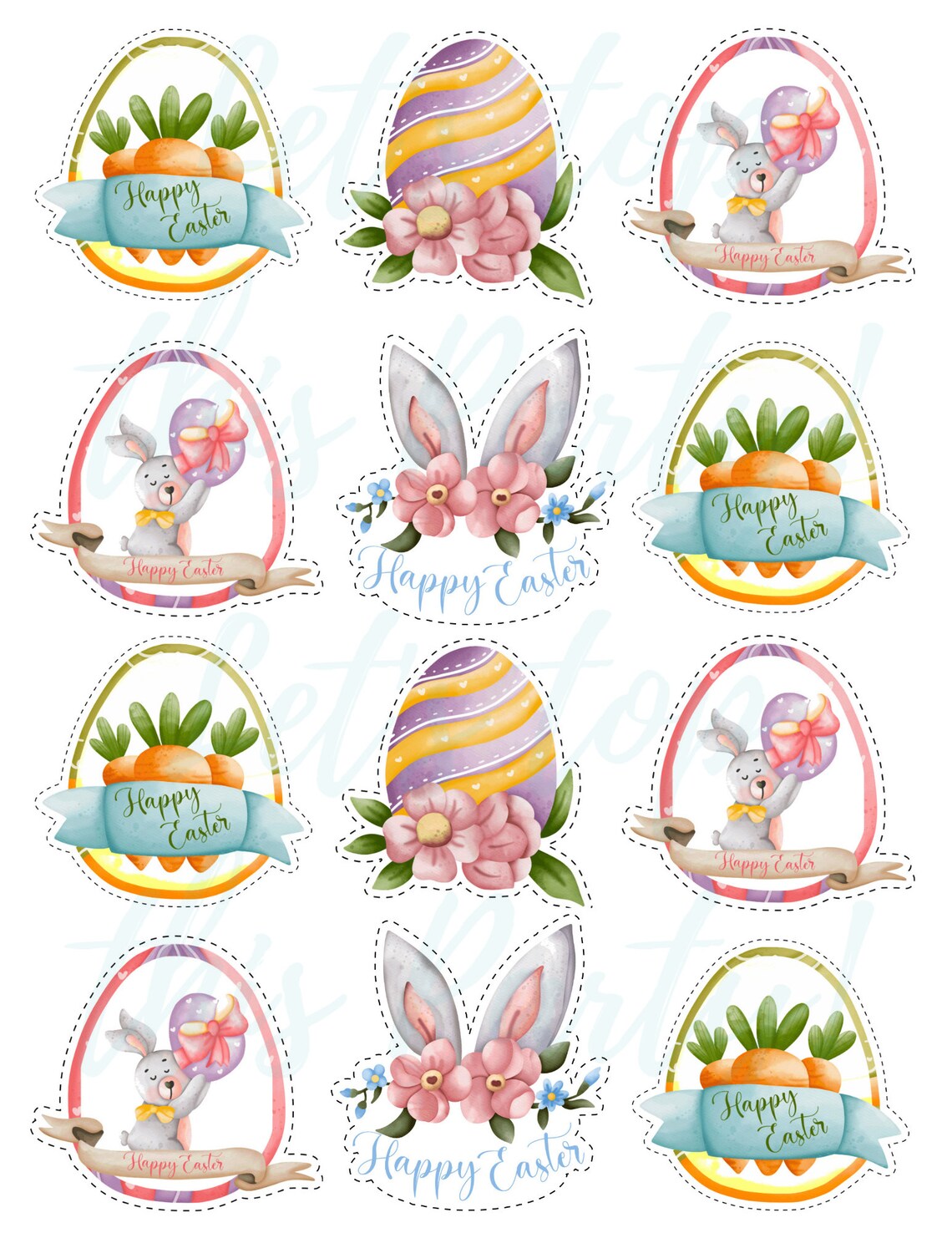 Printable Easter Cake Topper Printable Easter Cupcake | Etsy