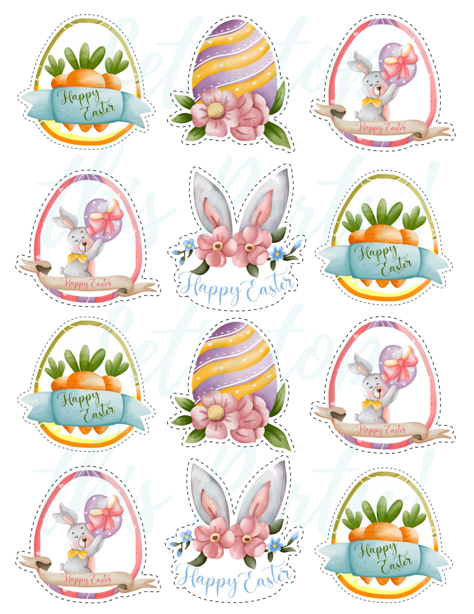 Printable Easter Cake Topper Printable Easter Cupcake | Etsy