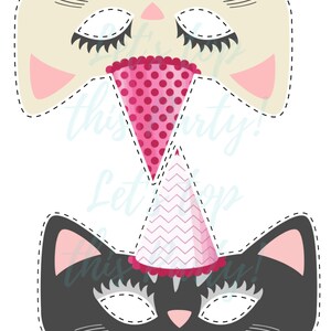 Kitten Party Mask, Printable Cat Eye Mask, Kitten Birthday Party Mask ...
