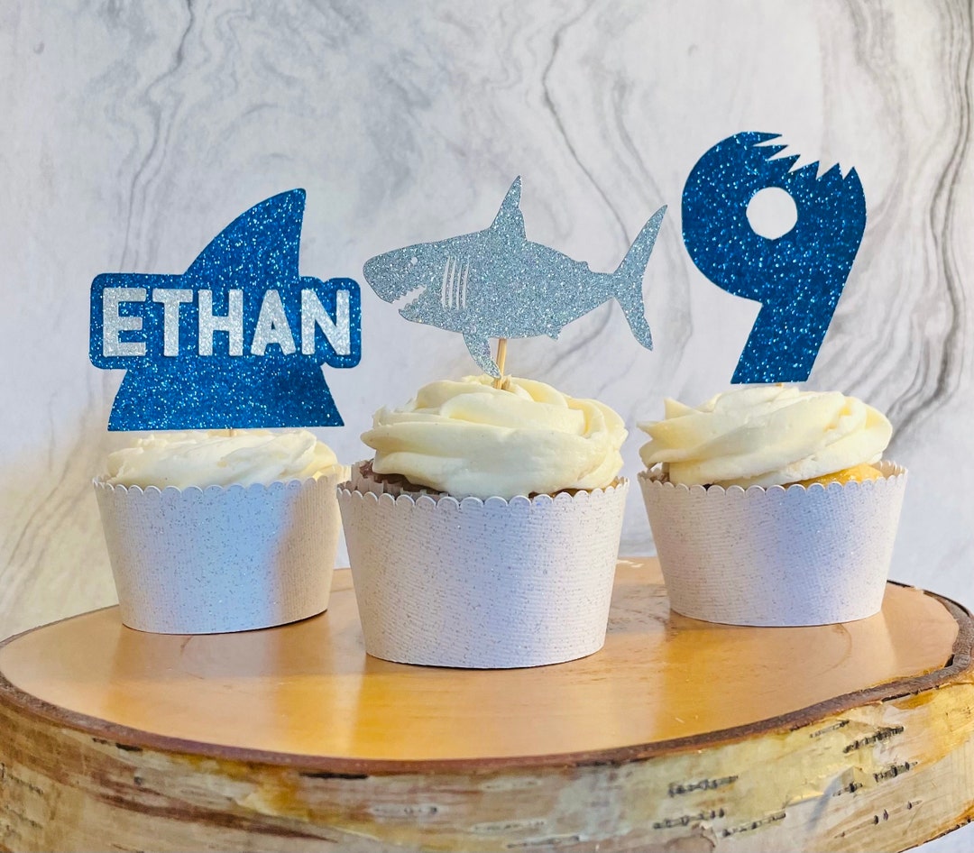 Shark Cupcake Topper Shark Birthday Party Shark Fin Toppers - Etsy