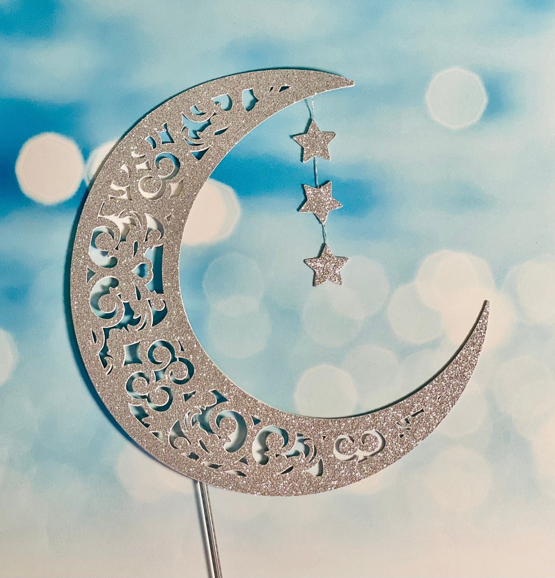 Moon Cake Topper Moon Stars Baby Shower Moon Birthday Cake Topper ...