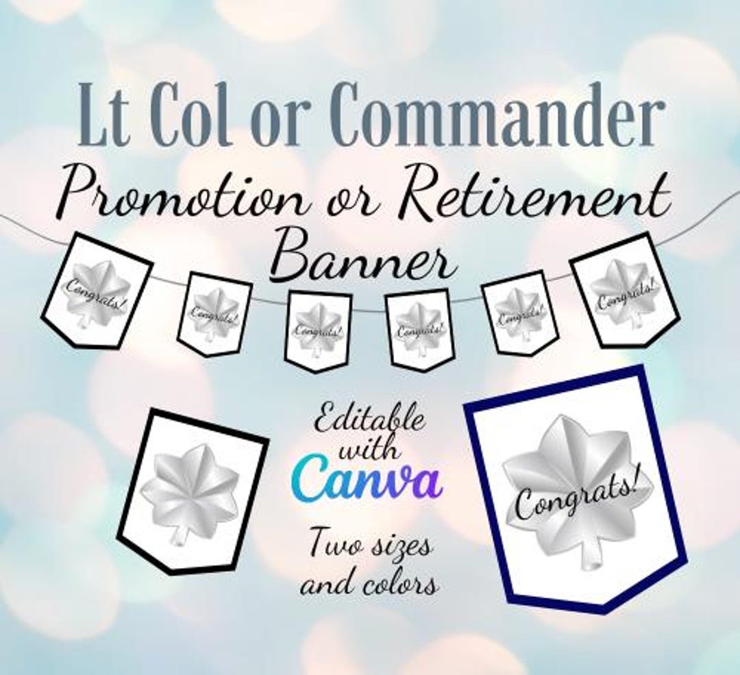 Lt Col or Commander Celebration Banner Reenlistment Party Promotion or ...