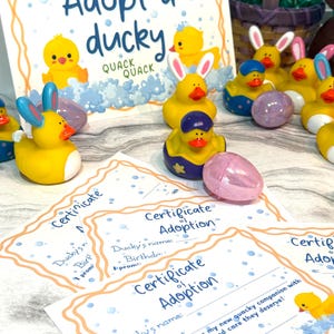 Adopt a Ducky - Duck Pet Adoption - Birthday Party Favor - Baby Shower ...