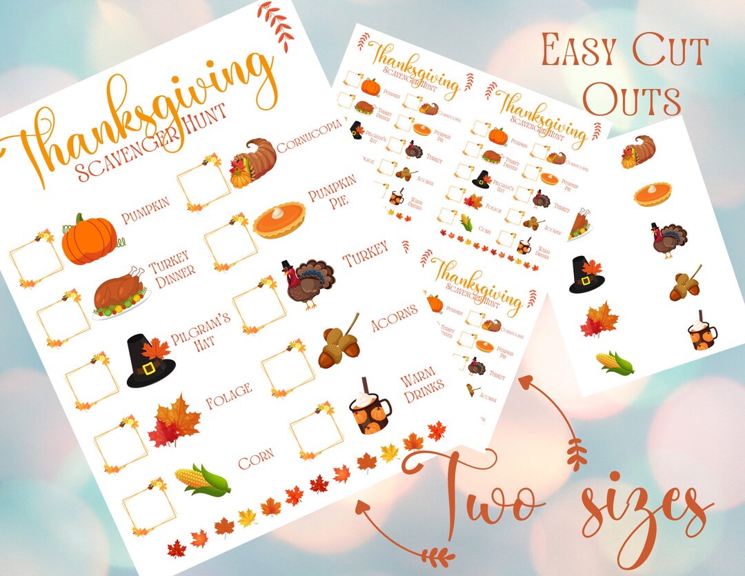 Thanksgiving Scavenger Hunt Printable Dinner Scavenger Fun Thanksgiving ...