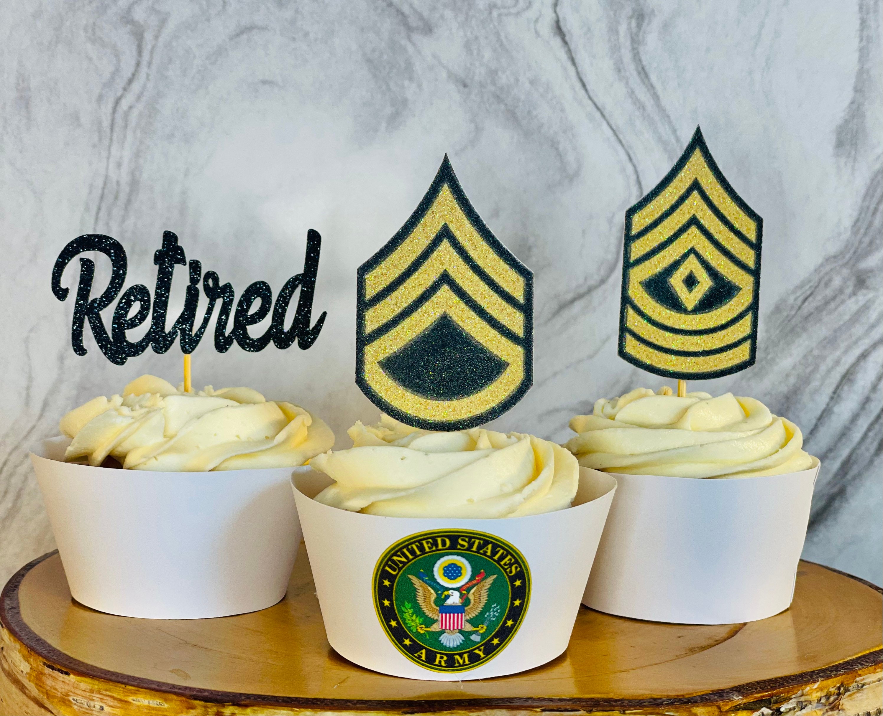 Military Rank Cupcake Toppers Military Retirement Topper - Etsy Australia