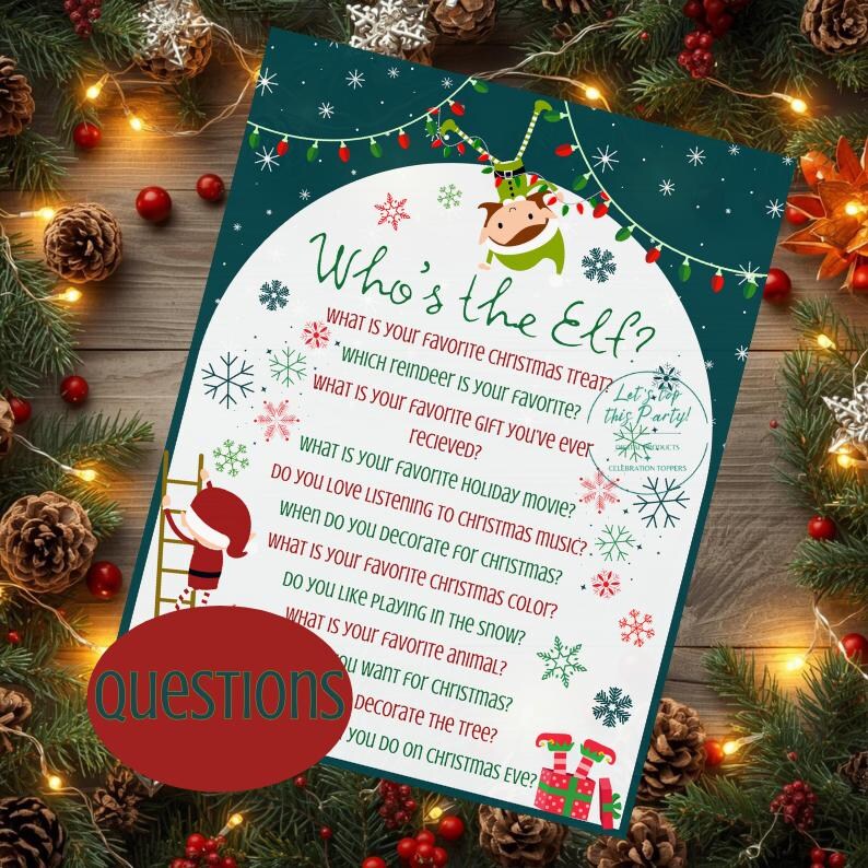 Who’s the Elf Christmas Game Printable – Funny Holiday Party Game for ...