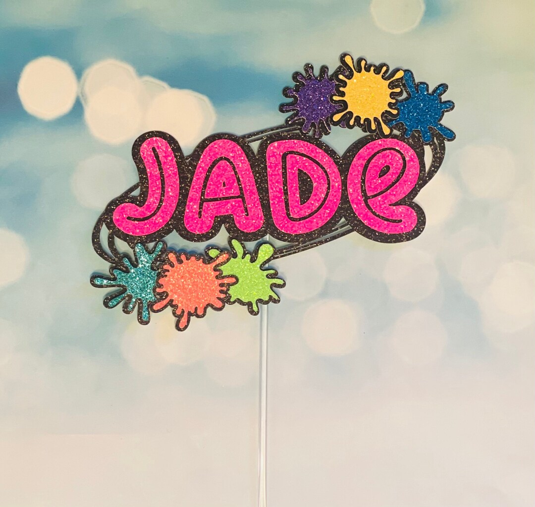 Neon Name Paint Splatter Cake Topper Painting Party Paint Party Art ...