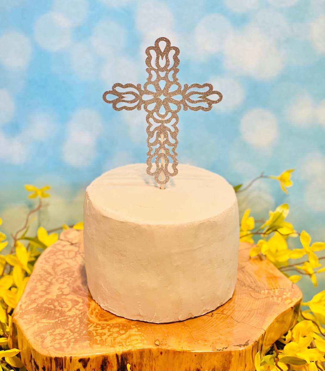 Baptism Cake Topper Easter Cake Topper Cross Religious Cake Topper ...