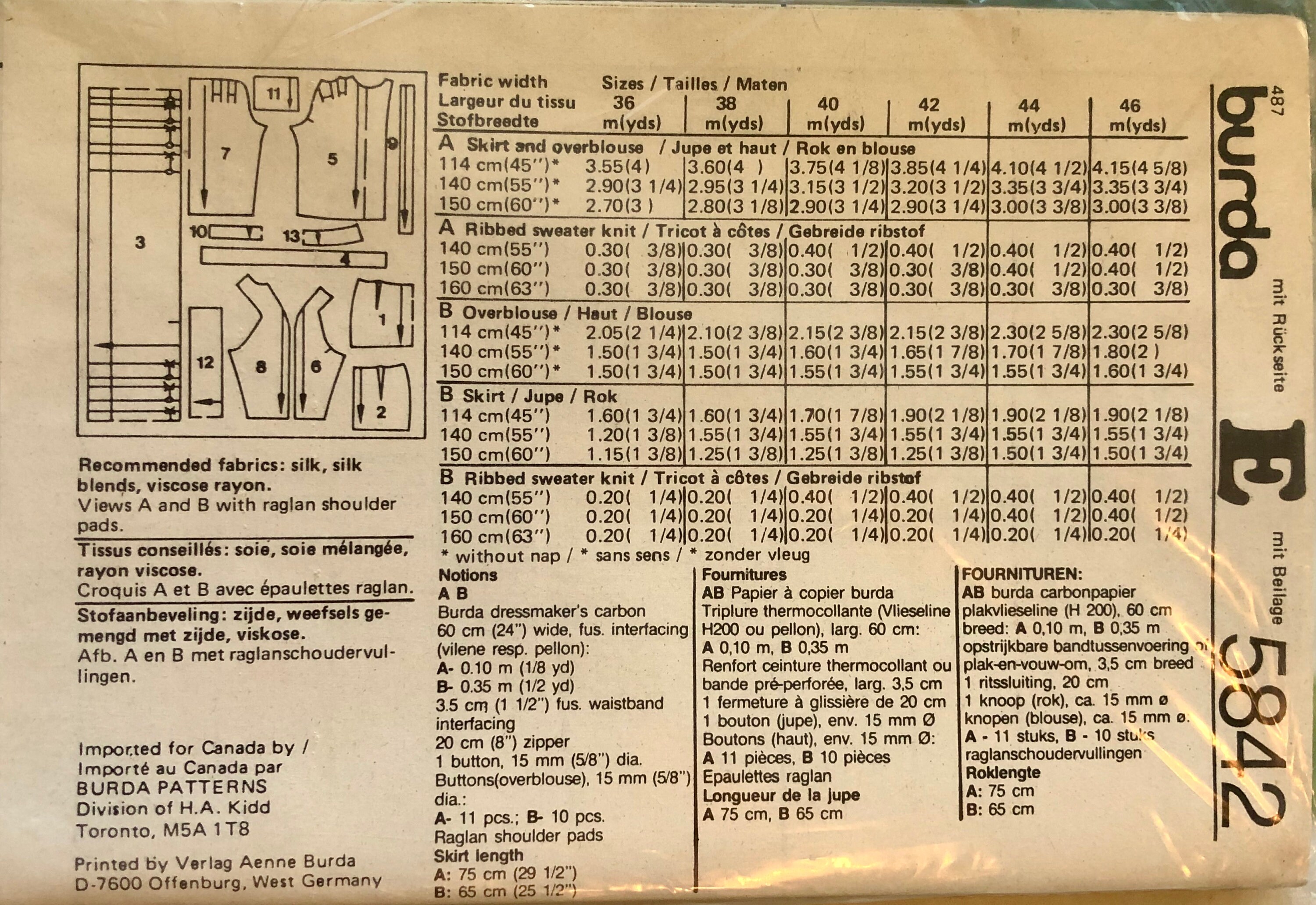 Burda 5842 Oversized Jacket and Pleated Skirt 10, 12, 14, 16, 18, 20 ...