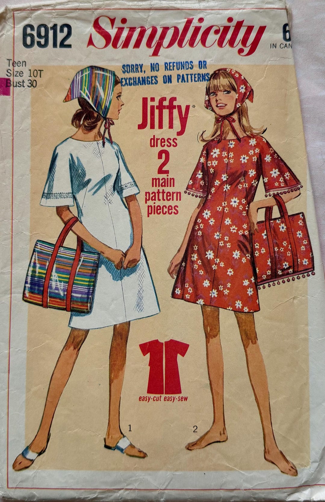 Vintage 1966 Jiffy Dress Pattern: Simplicity 6912, Size 10T (CUT) - Etsy