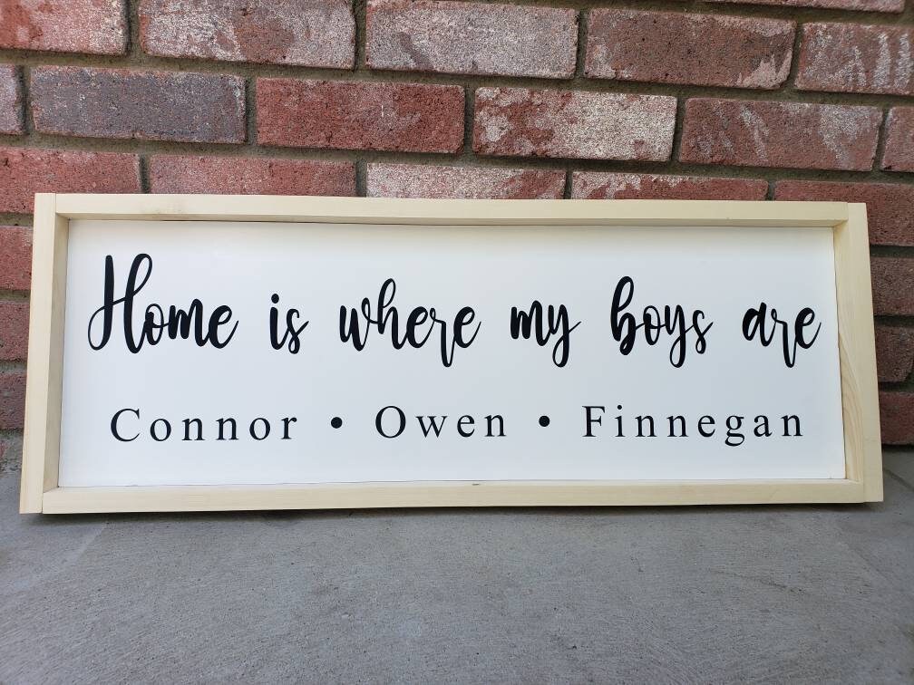 Home Is Where My Boys Are Sign Large Wood Signs Farmhouse | Etsy