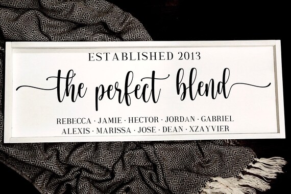 The Perfect Blend Sign Personalized Blended Family Wood Sign | Etsy