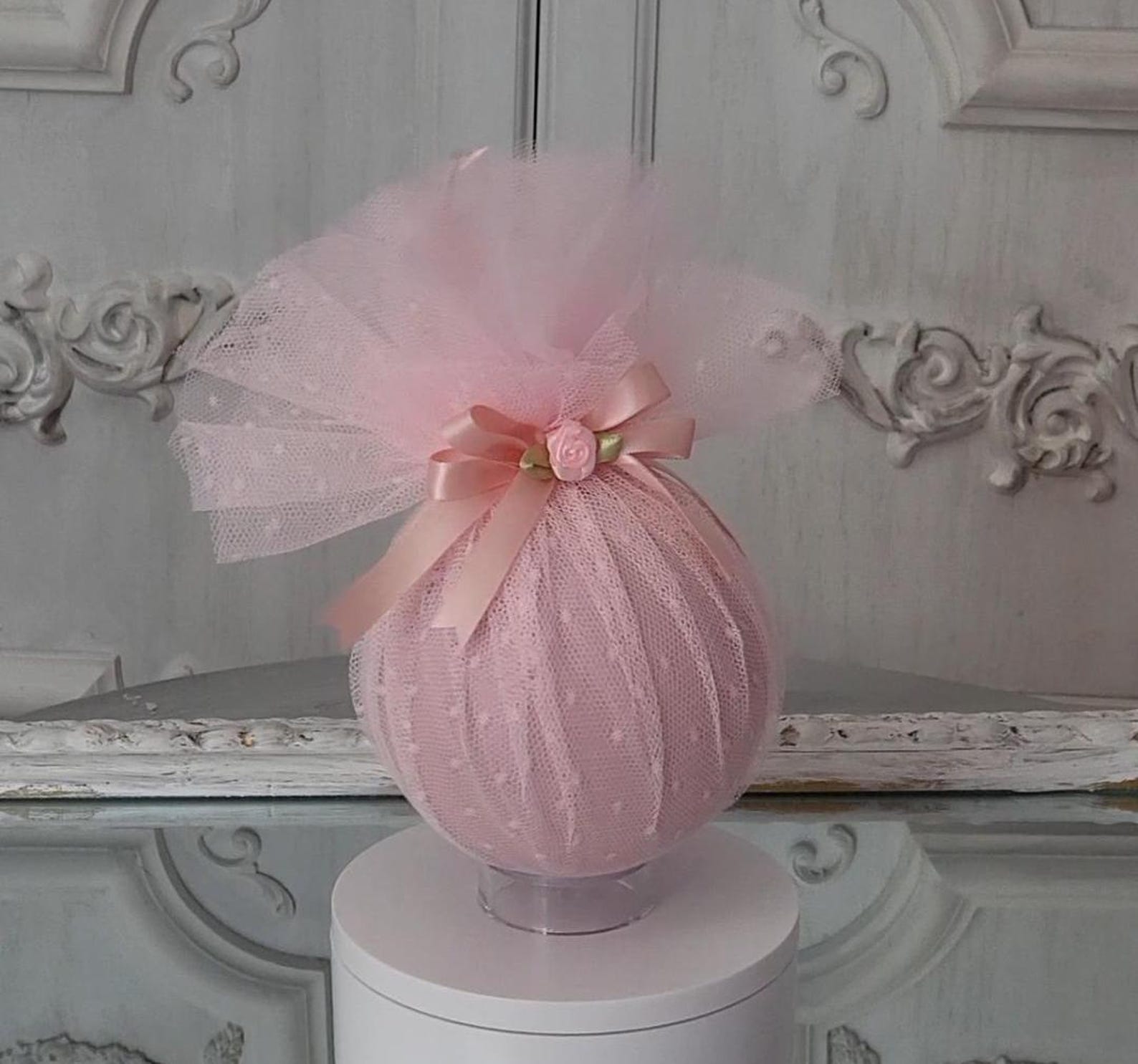 Feminine Dainty Shabby Chic Coquette Pink Large 4" Swiss Dot Tulle ...