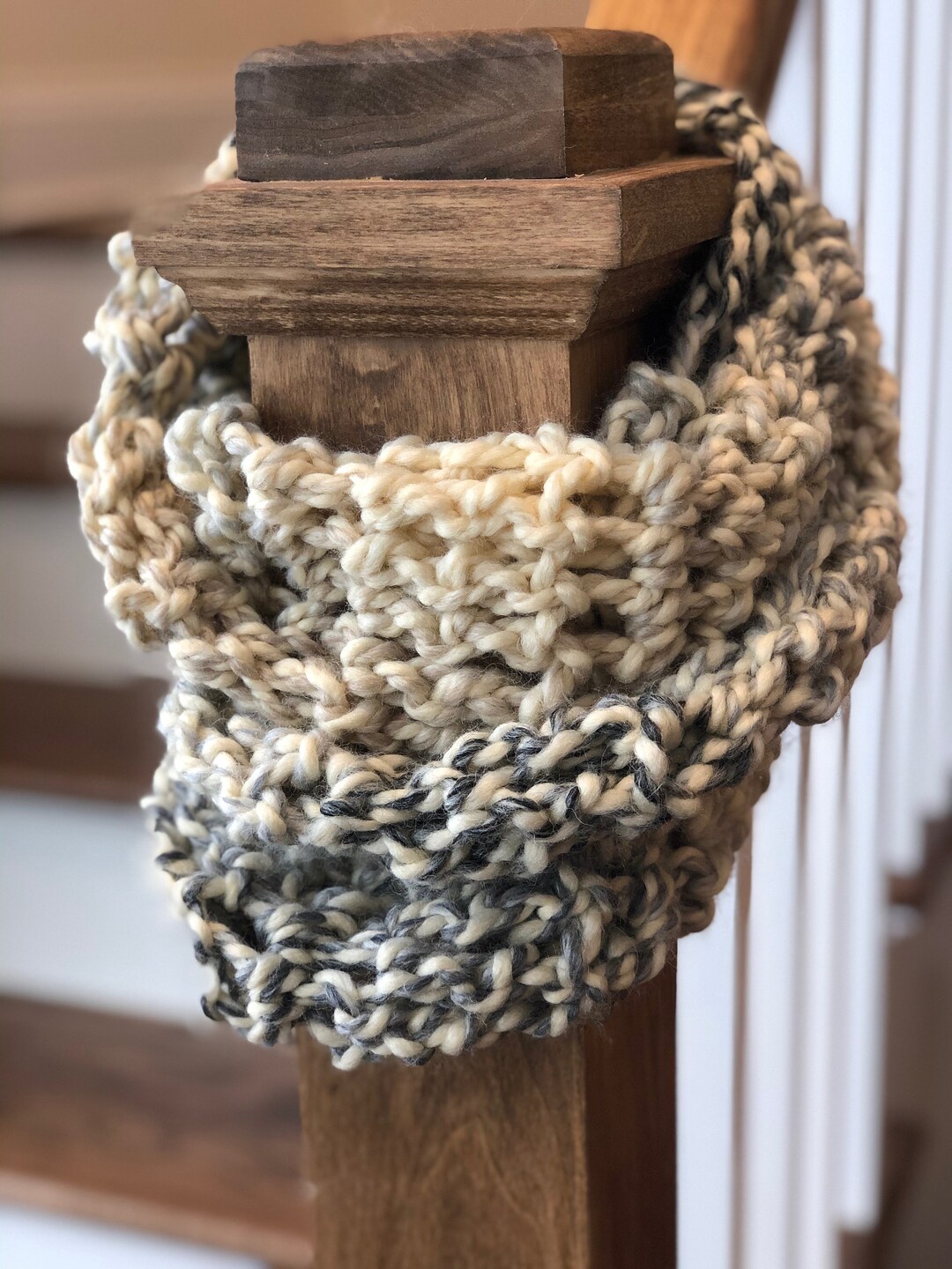 White and Gray Shaded Infinity Scarf, Handmade Scarf, Infinity Scarf - Etsy