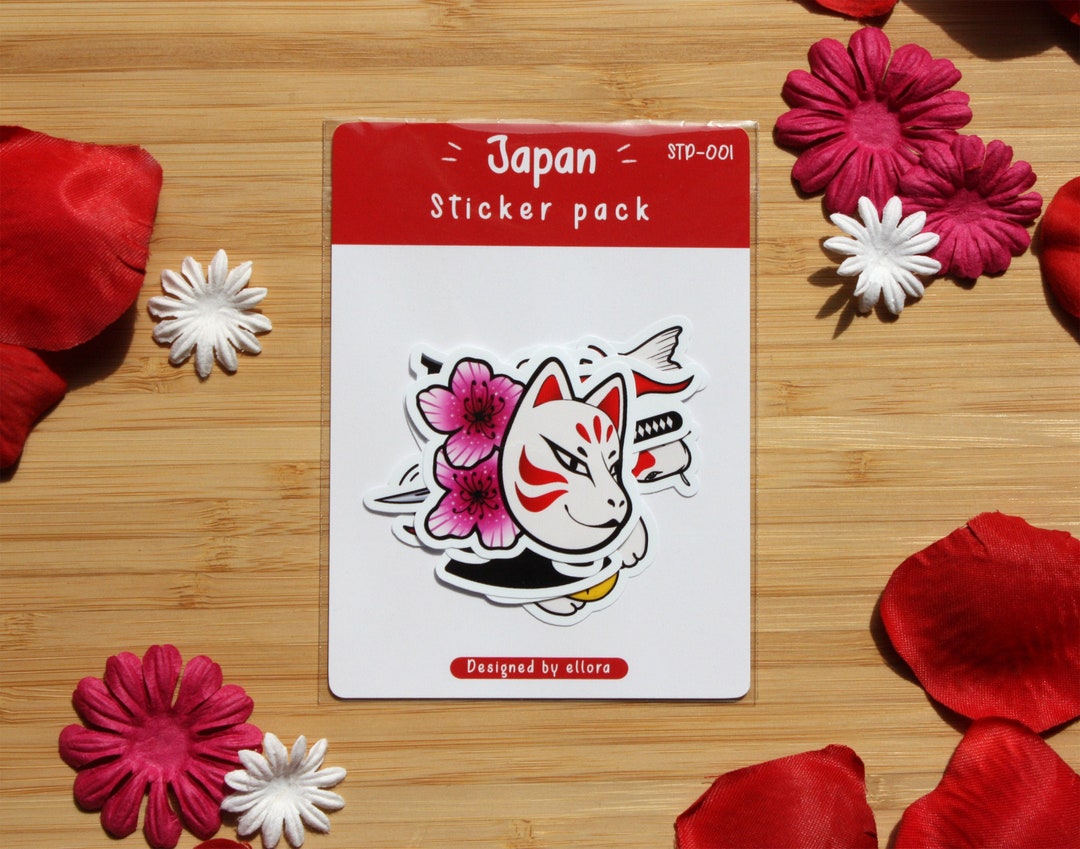 Japan Sticker Pack Set of 8 Japan Stickers Cute Stickers Stationery ...
