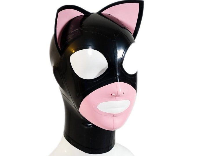 Latex Cat Mask With Eyelashes and Pink Ears - Etsy