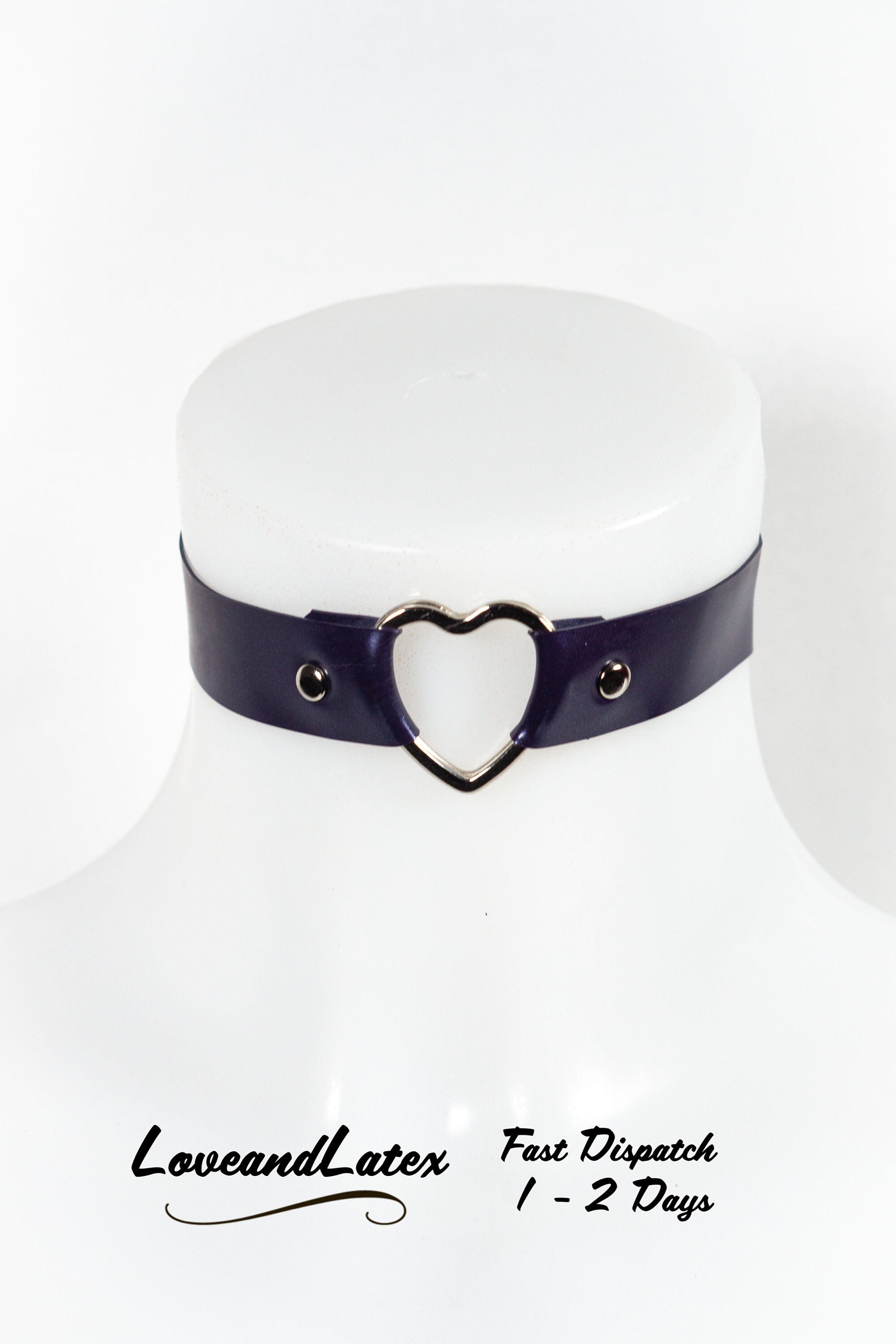 Purple Latex Heart Choker Adult Bdsm Cute Etsy Sweden
