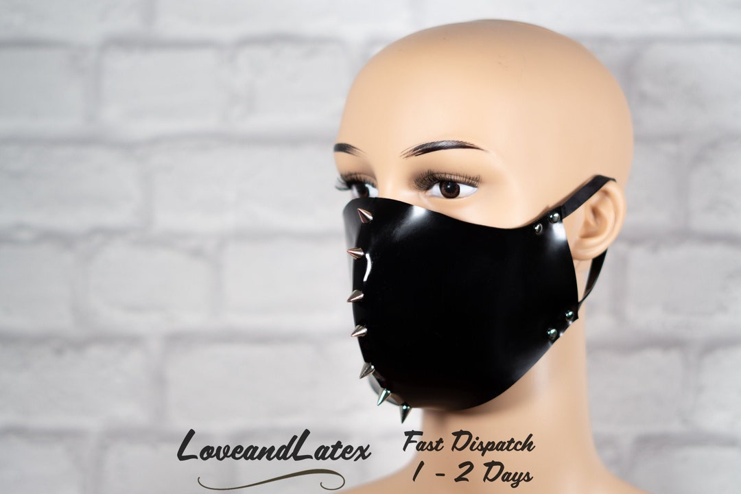 Latex Face Mask, Metal Spikes, Adult, Costume Accessory - Etsy
