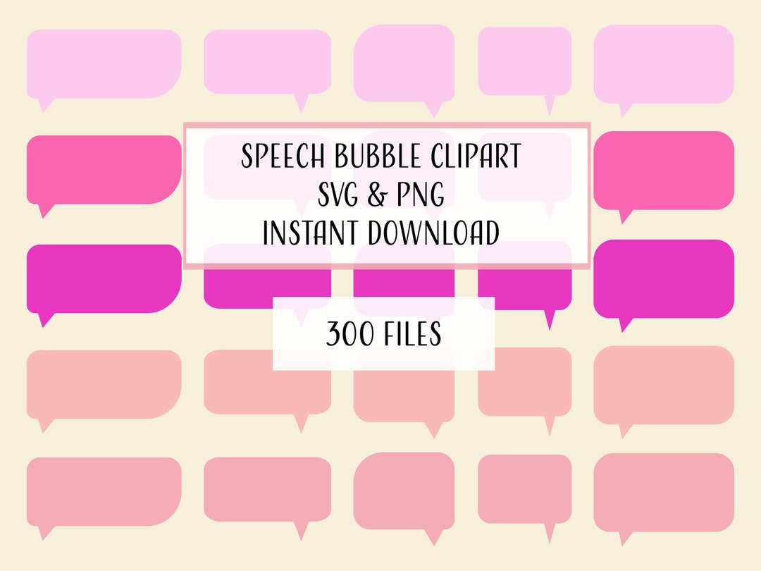 Pink Speech Bubble Clipart: 150 PNG & SVG Files (instant Download) - Etsy