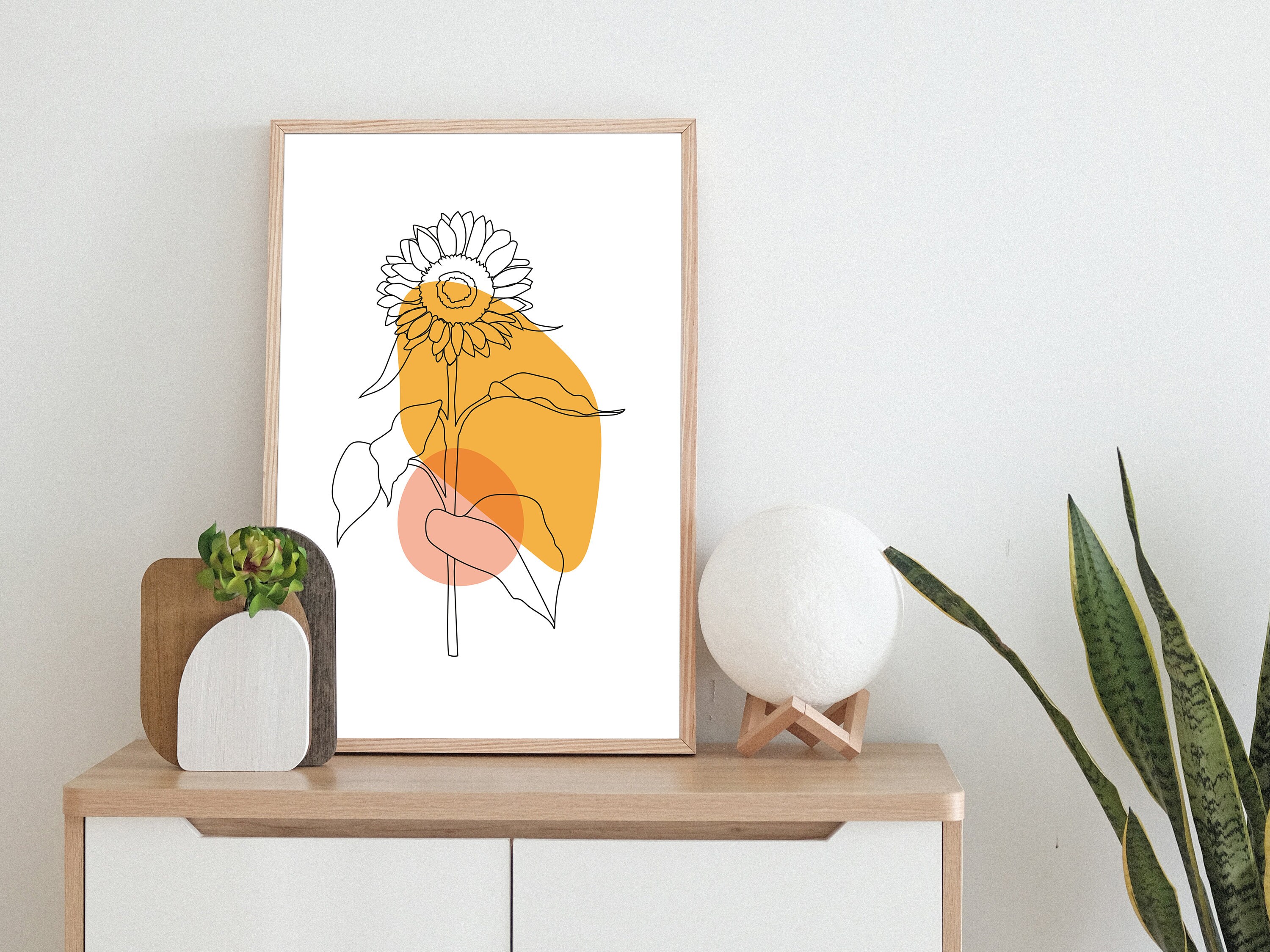 Printable Sunflower Wall Art, Minimal Botanical Home Decor (DIGITAL ...