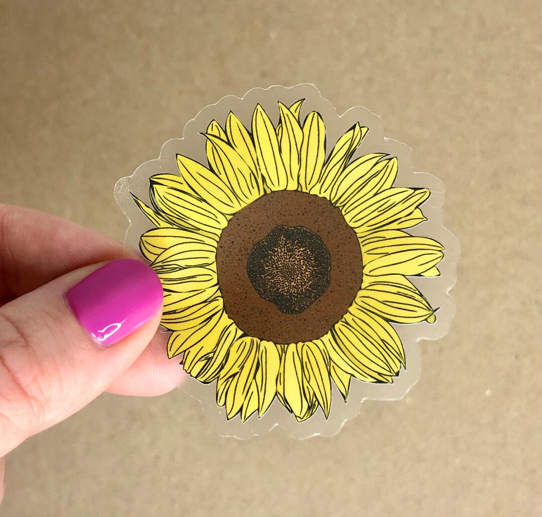 Sunflower Sticker - Clear | Hand Drawn Sticker, Floral - Etsy