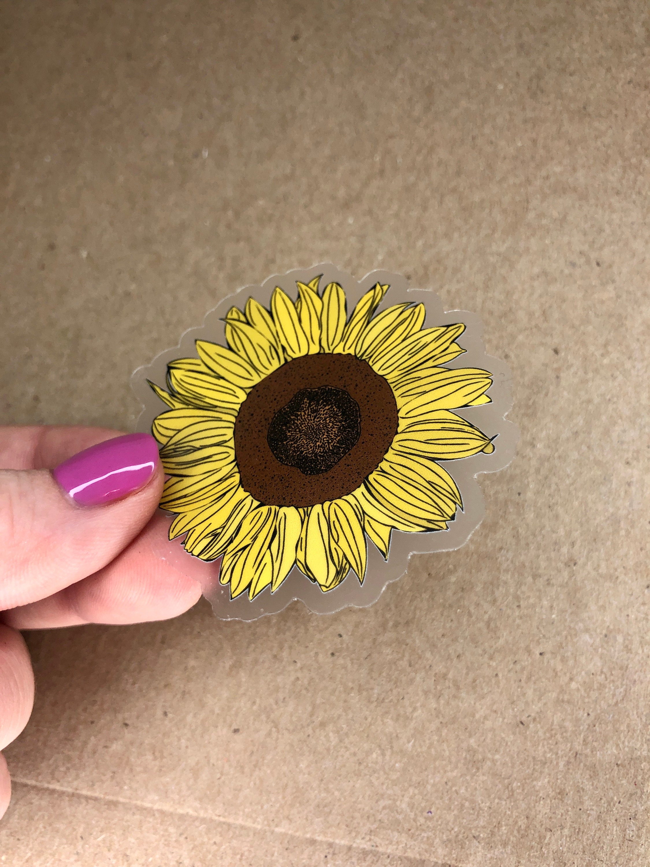 Sunflower Sticker - Clear | Hand Drawn Sticker, Floral - Etsy