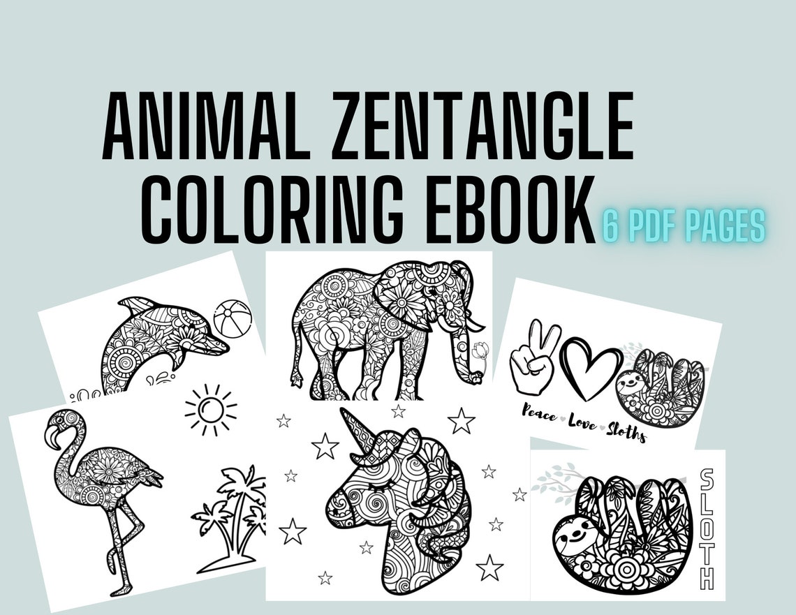 Animal Zentangle Coloring Pages | Etsy