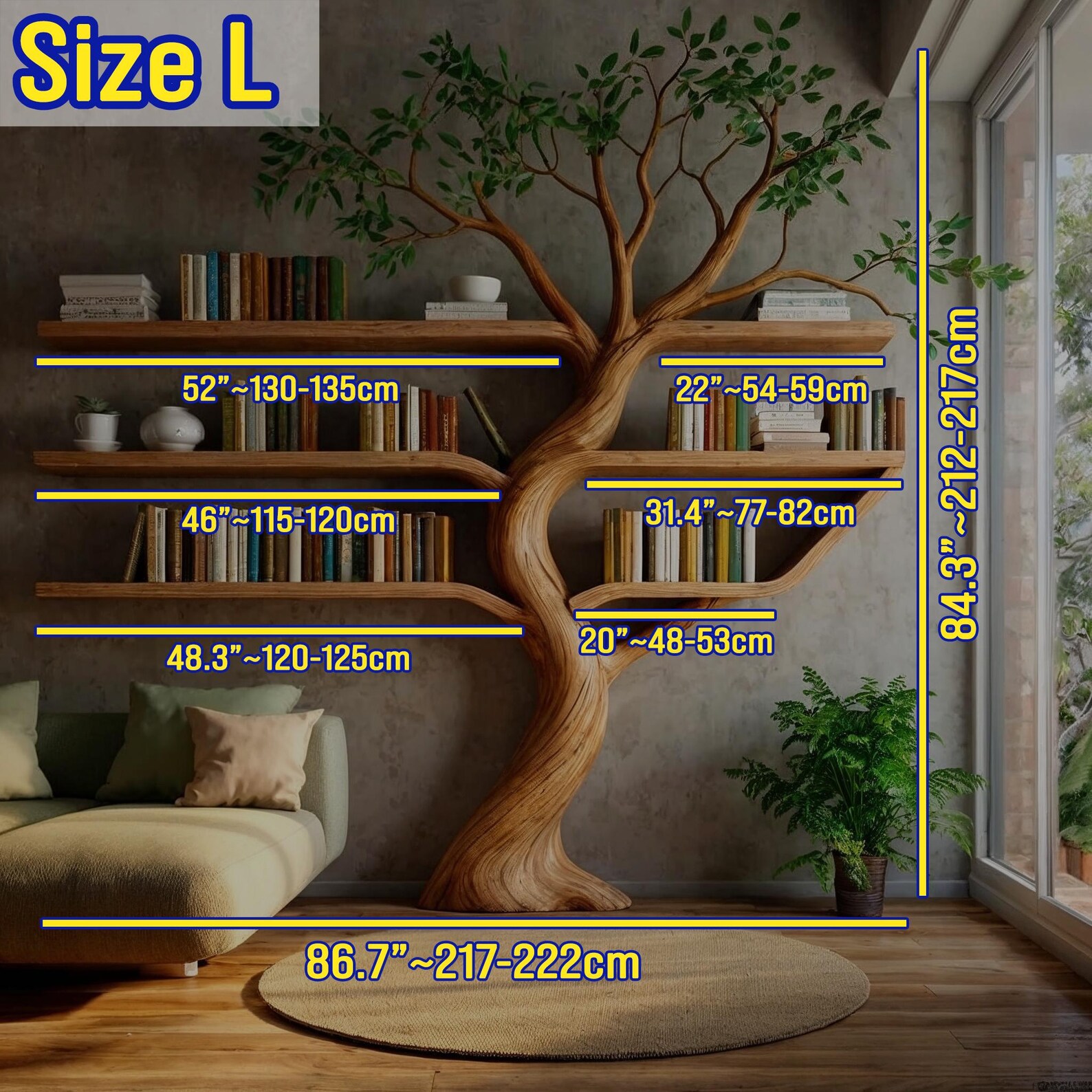 Tree Bookshelf - Wall Mount Bookcase - Unique Handmade Home Decor - Mid ...
