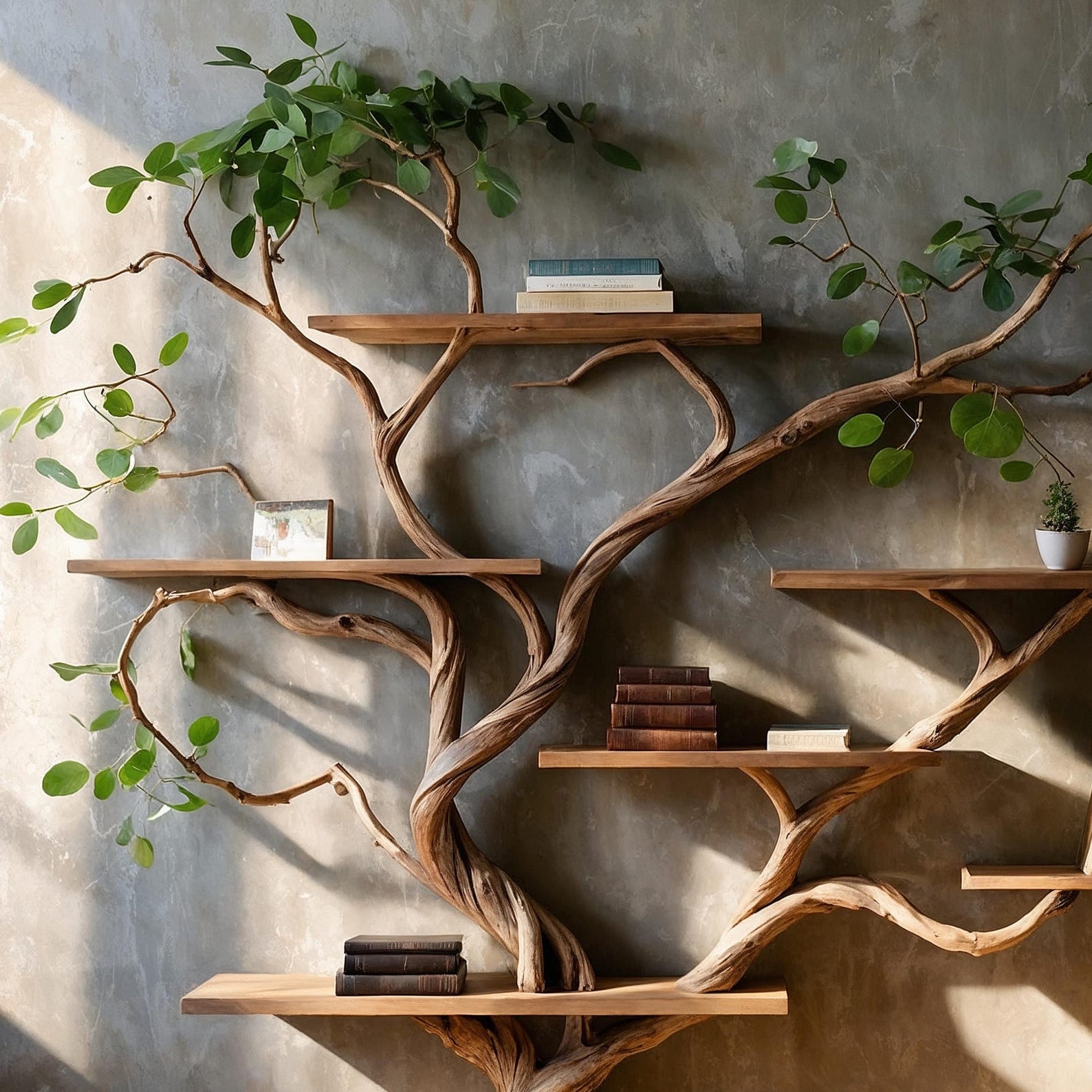 Tree Branch Wall Shelf | Custom Driftwood Bookcase | Solid Wood ...