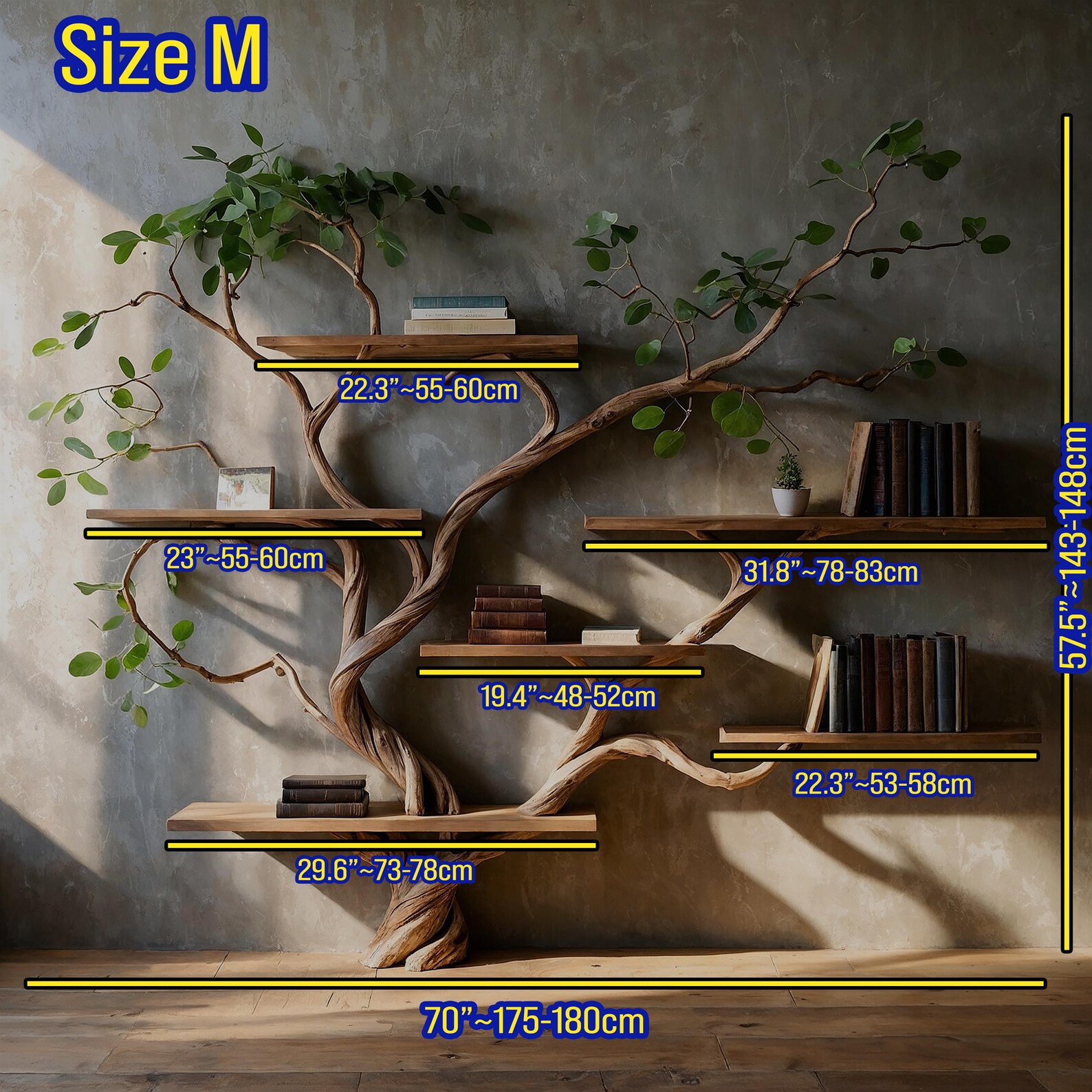 Tree Branch Wall Shelf | Custom Driftwood Bookcase | Solid Wood ...