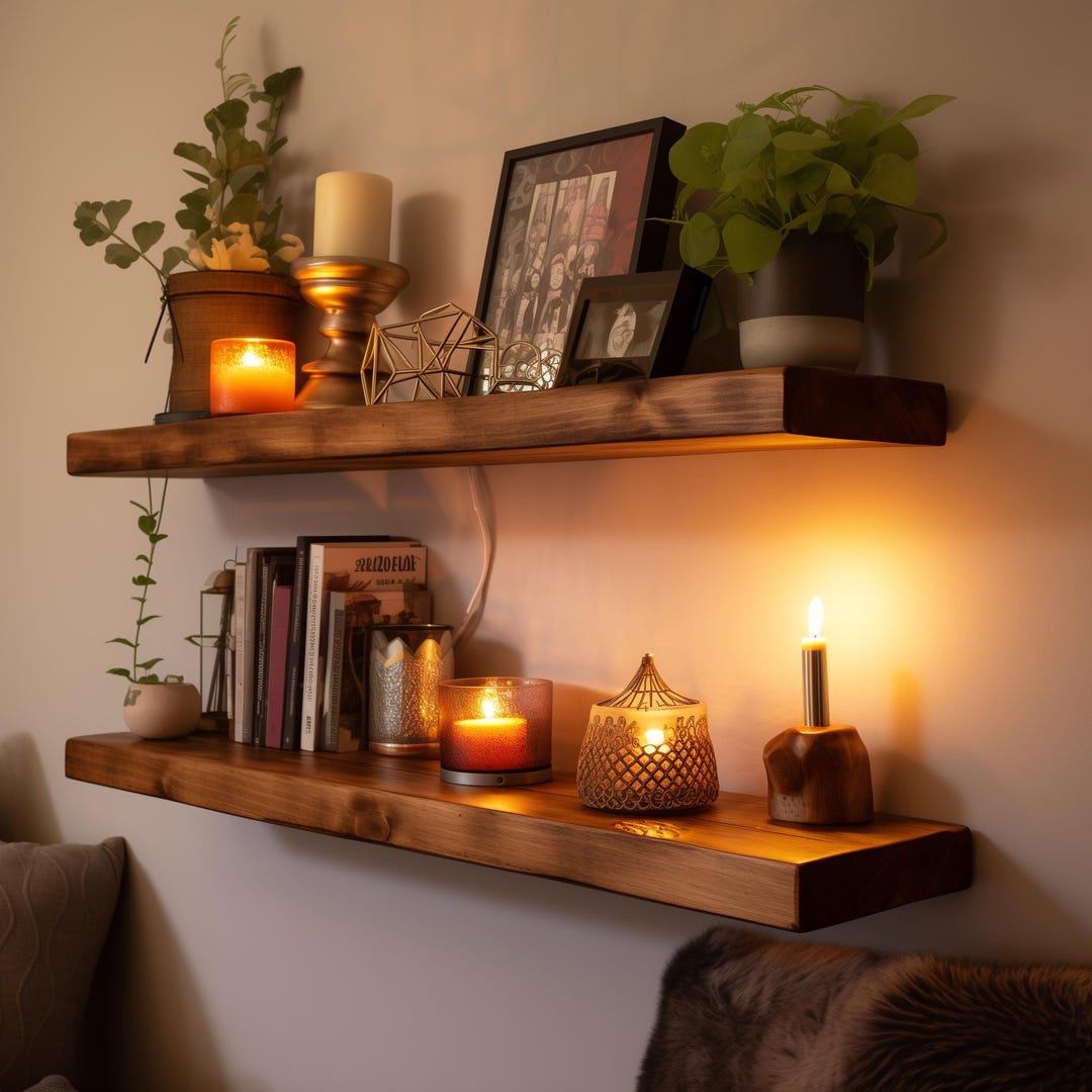 Custom Live Edge Display Shelf – Small Rustic Floating Shelf ...